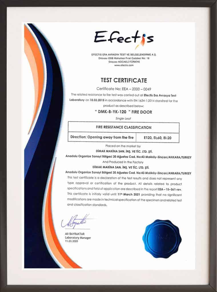 Fire Rated Steel Door Certificates | Dimak Fire Doors